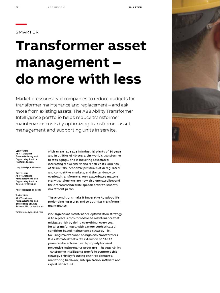 ABB - Asset Management - Transformer | PDF | Transformer | Reliability ...