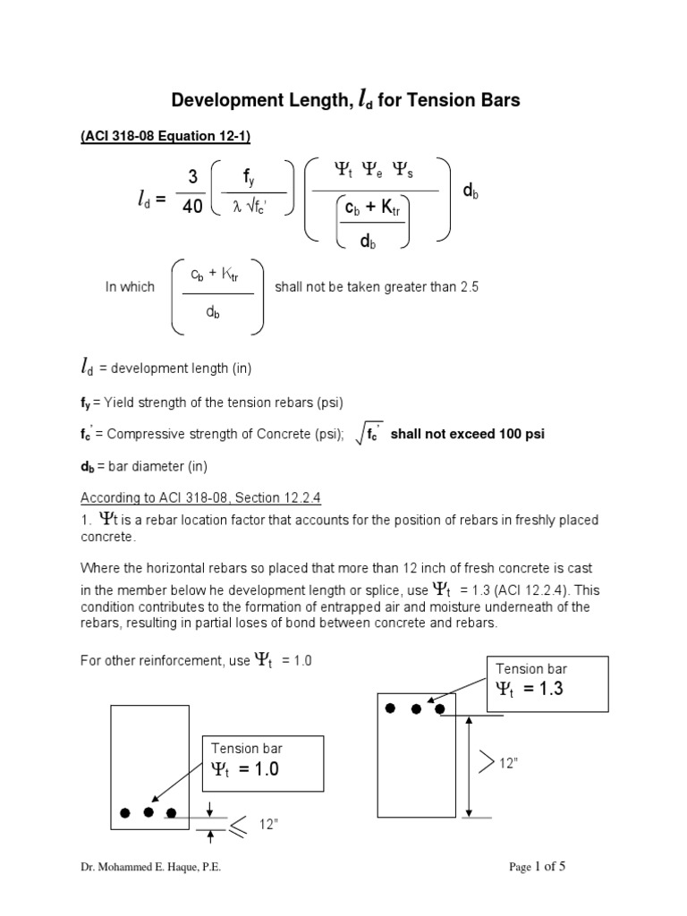 Development Length for Tension Bars | PDF | Teaching Methods & Materials