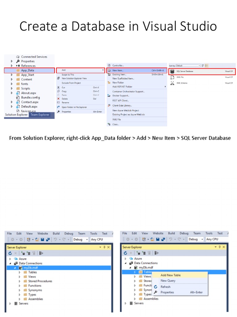 Create A Database in Visual Studio | PDF