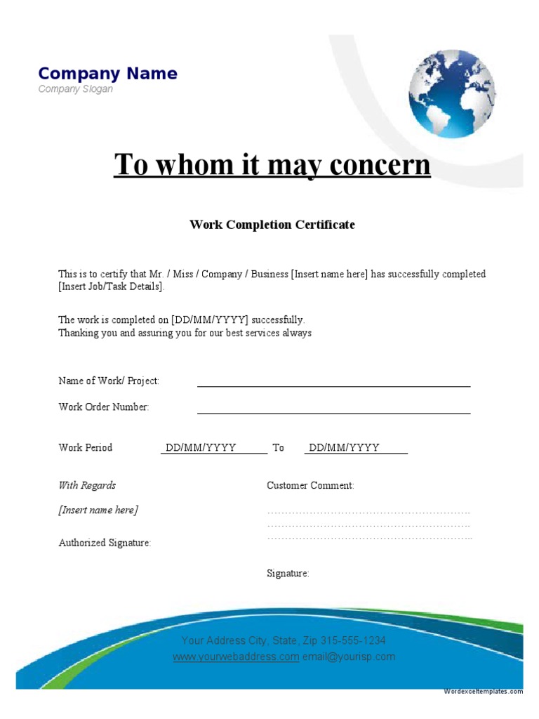 Work Completion Certificate-1 | PDF