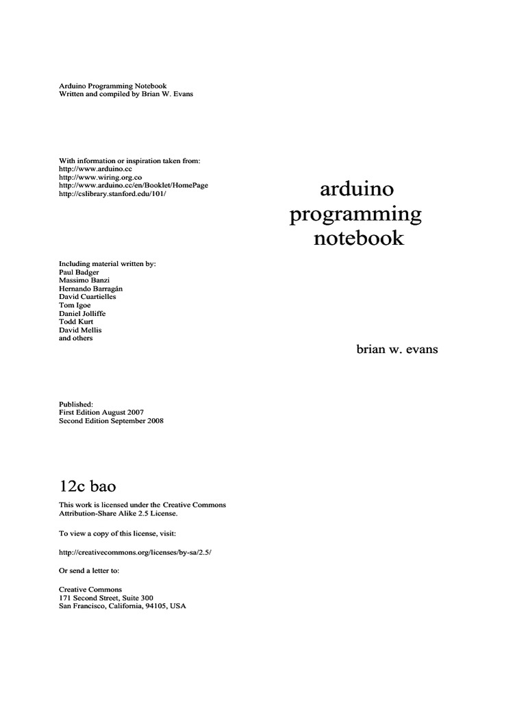 Arduino Programming Notebook PDF | PDF | Variable (Computer Science ...