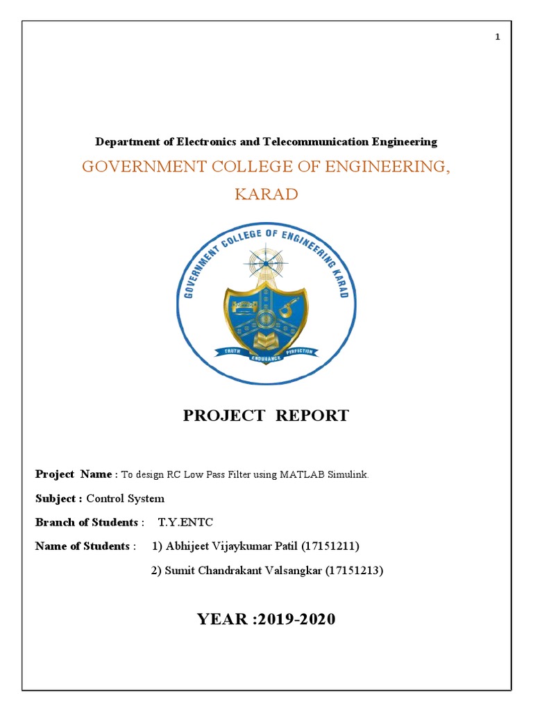 Design And Simulation Of An Rc Low Pass Filter Using Matlab Simulink Pdf Low Pass Filter