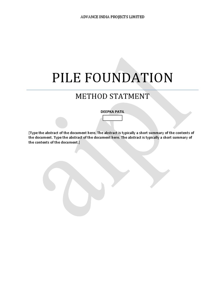 Pile Foundation: Method Statment | PDF | Deep Foundation | Concrete