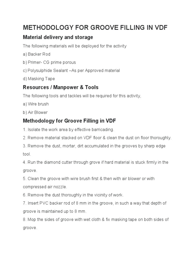 Methodology For Groove Filling in VDF | PDF