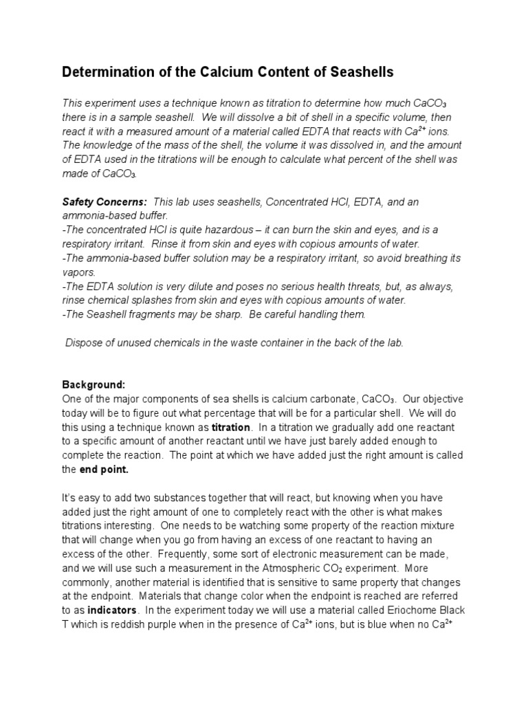 Handouts12 Seashells | PDF | Titration | Chemistry