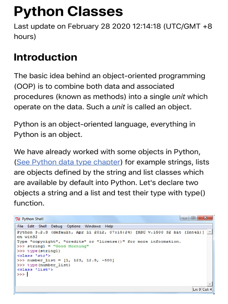 Selectedreference - Python Classes - Reference | PDF | Scope (Computer Science) | Class ...