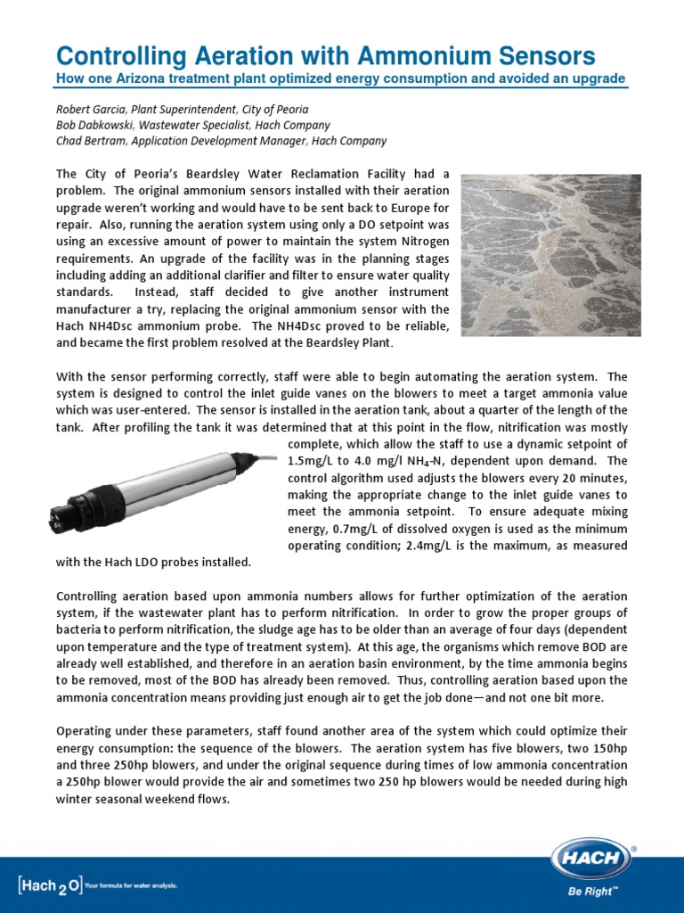 Controlling Aeration With Ammonium Sensors | PDF | Sewage Treatment ...