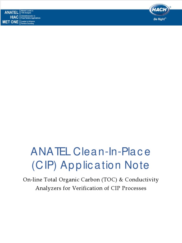ANATEL Clean-In-Place (CIP) Application Note | PDF | Total Organic ...