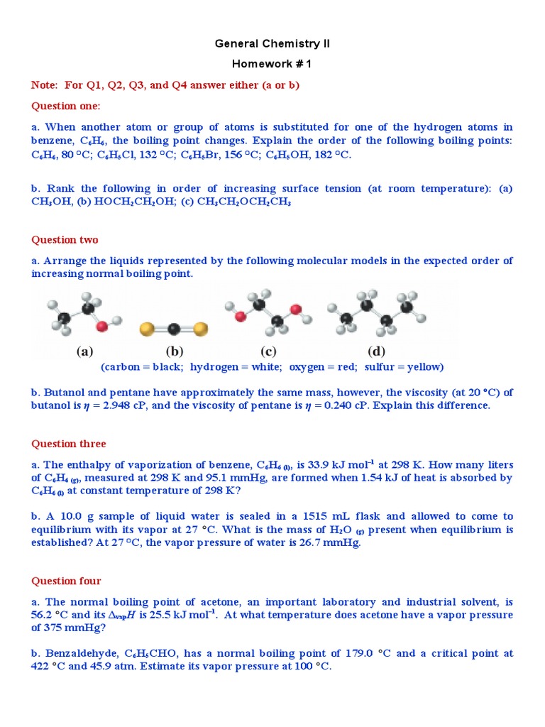 General Chem II (Homework # 1) | PDF | Phase (Matter) | Liquids
