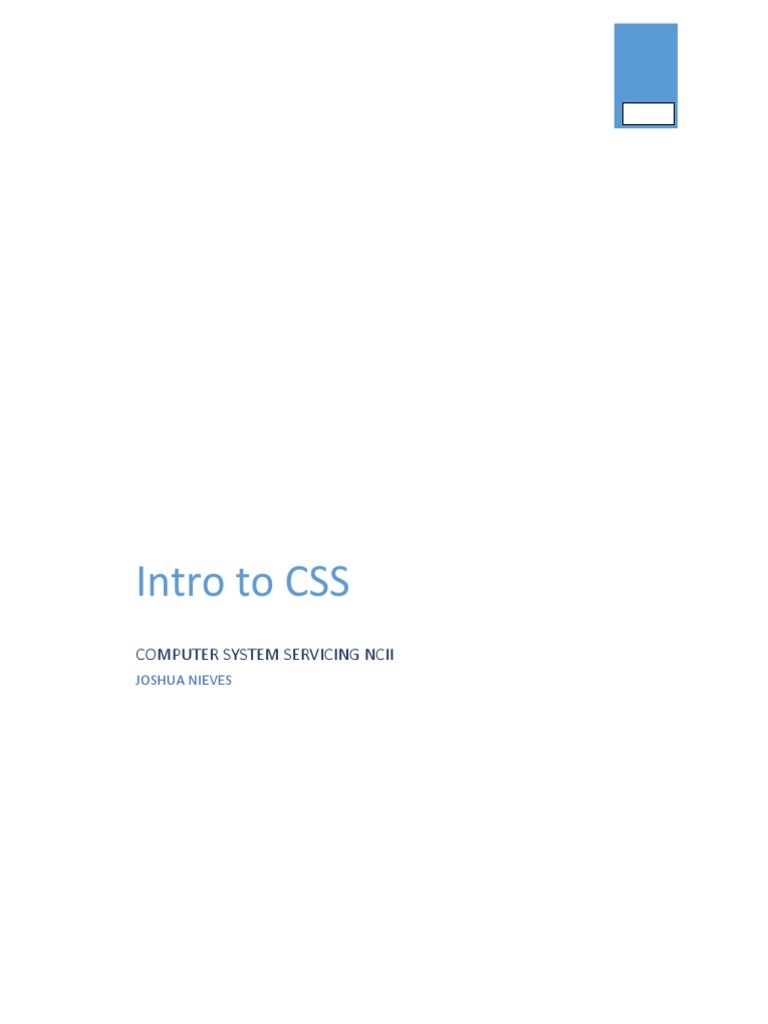 Intro To Css Computer System Servicing Ncii Pdf Random Access Memory Computer Data Storage