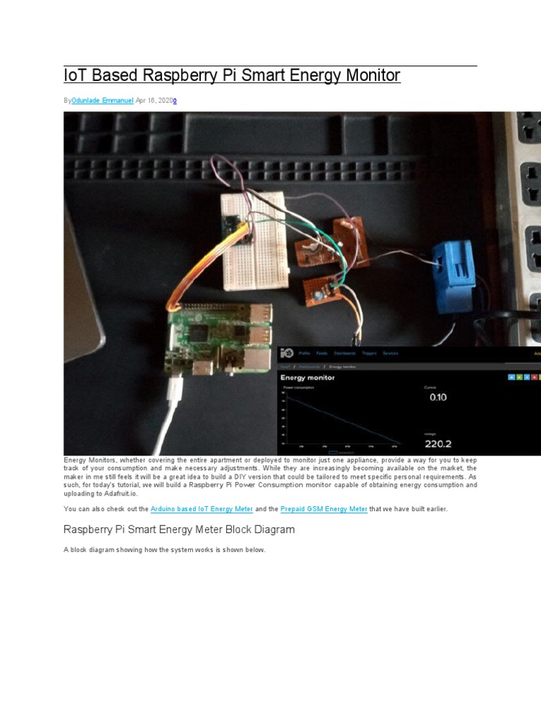 IoT Based Raspberry Pi Smart Energy Monitor | PDF | Root Mean Square | Analog To Digital Converter