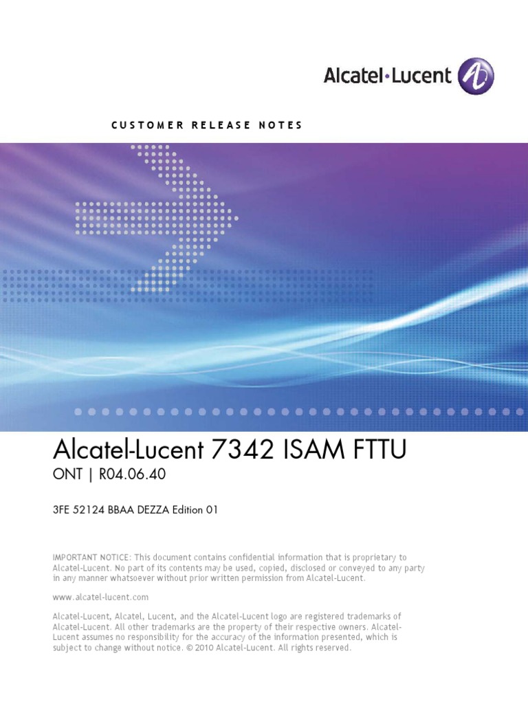 Alcatel-Lucent 7342 ISAM FTTU: ONT - R04.06.40 | PDF | Quality Of ...