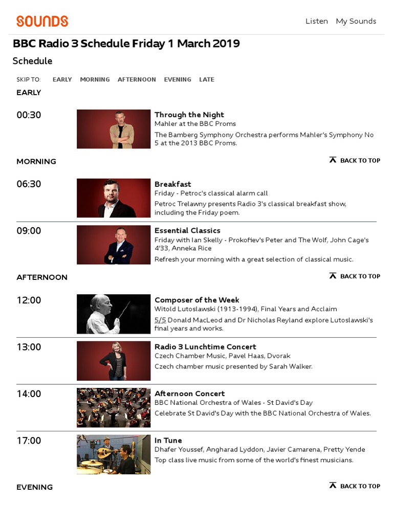 BBC Radio 3 - Schedules, 01 Friday March 2019 | PDF | Entertainment ...
