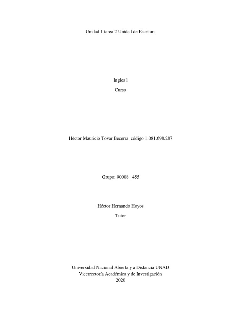 Unidad 1 Tarea 2 Unidad de Escritura PDF | PDF | Lingüística | Idiomas