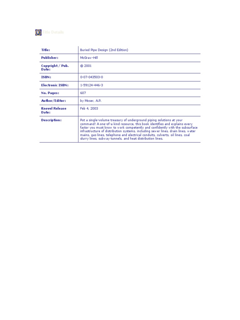 Title Details: Title: Publisher: Date: Isbn: Electronic ISBN: No. Pages: Author/Editor: Knovel ...