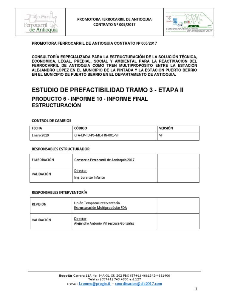 Estudio de Prefactibilidad | PDF | Transporte ferroviario | Transporte