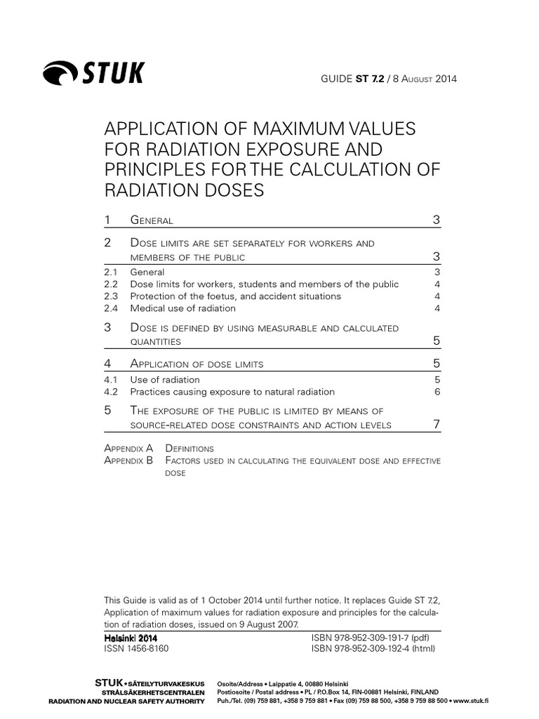 Application of Maximum Values For Radiation Exposure and Principles For ...