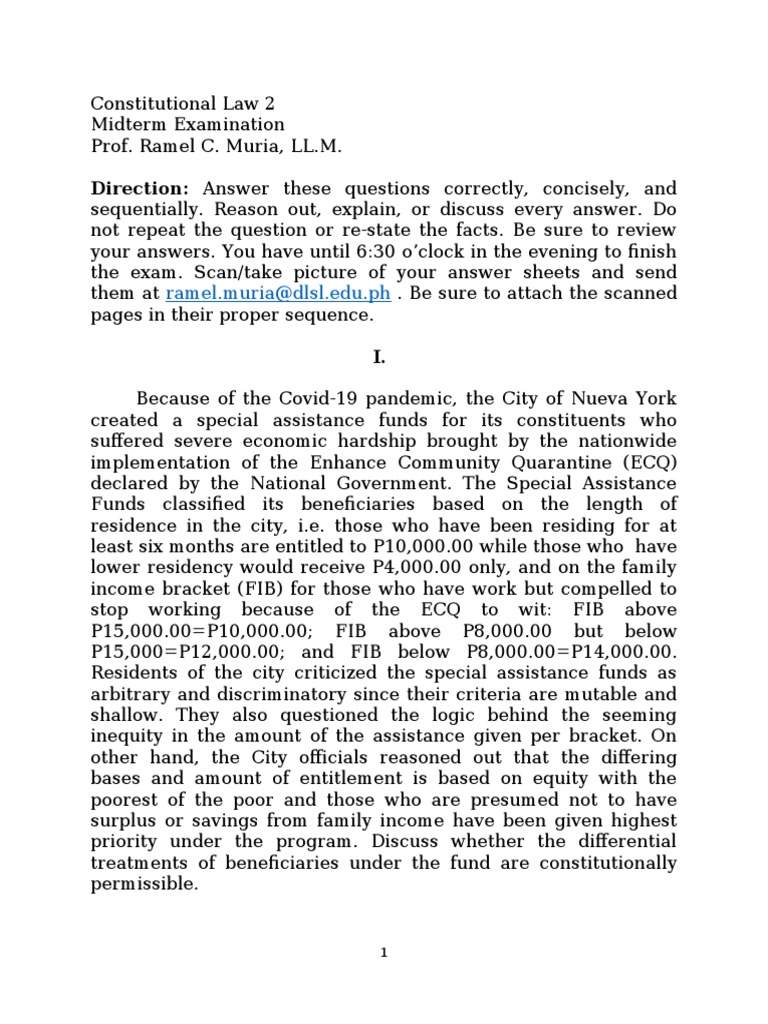 Constitutional Law 2 Midterm Exam Guide | PDF | Local Ordinance | Lawsuit