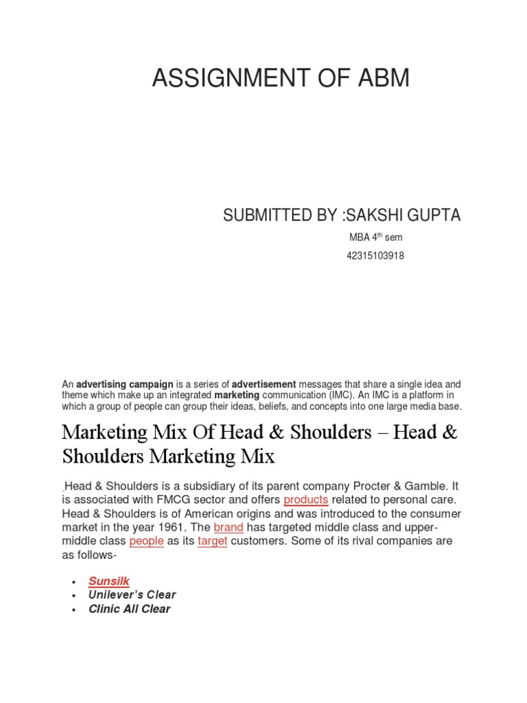 Assignment of Abm | PDF | Shampoo | Retail