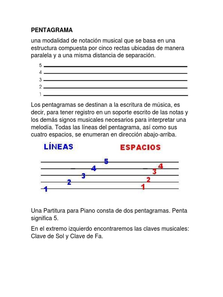 Estructura y Función del Pentagrama | PDF | Clave | Las artes escénicas