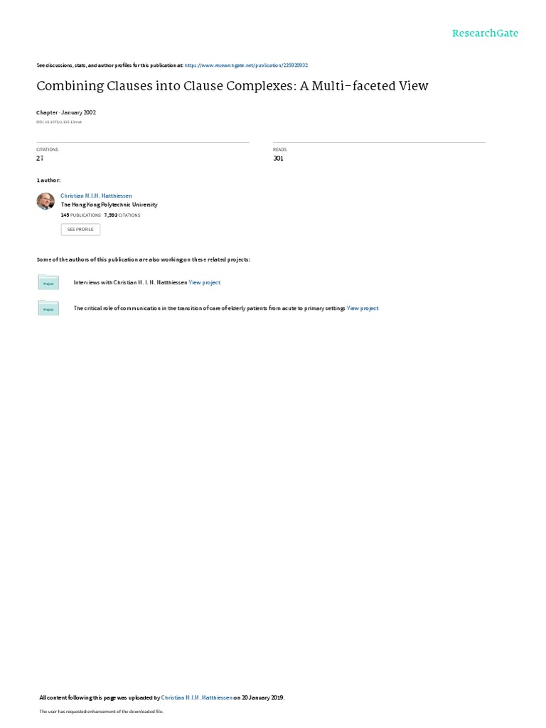 Combining Clauses Into Clause Complexes A Multi-Fa | PDF | Language ...