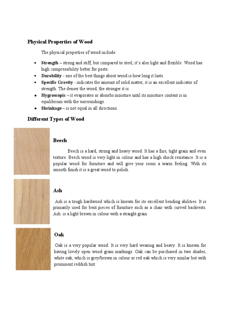 Physical Properties of Wood Explained | PDF | Wood | Materials