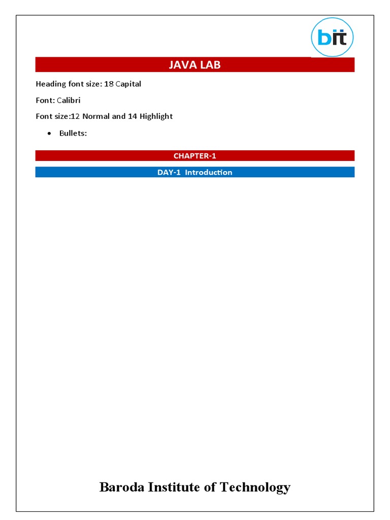 Java Lab: Baroda Institute of Technology | PDF