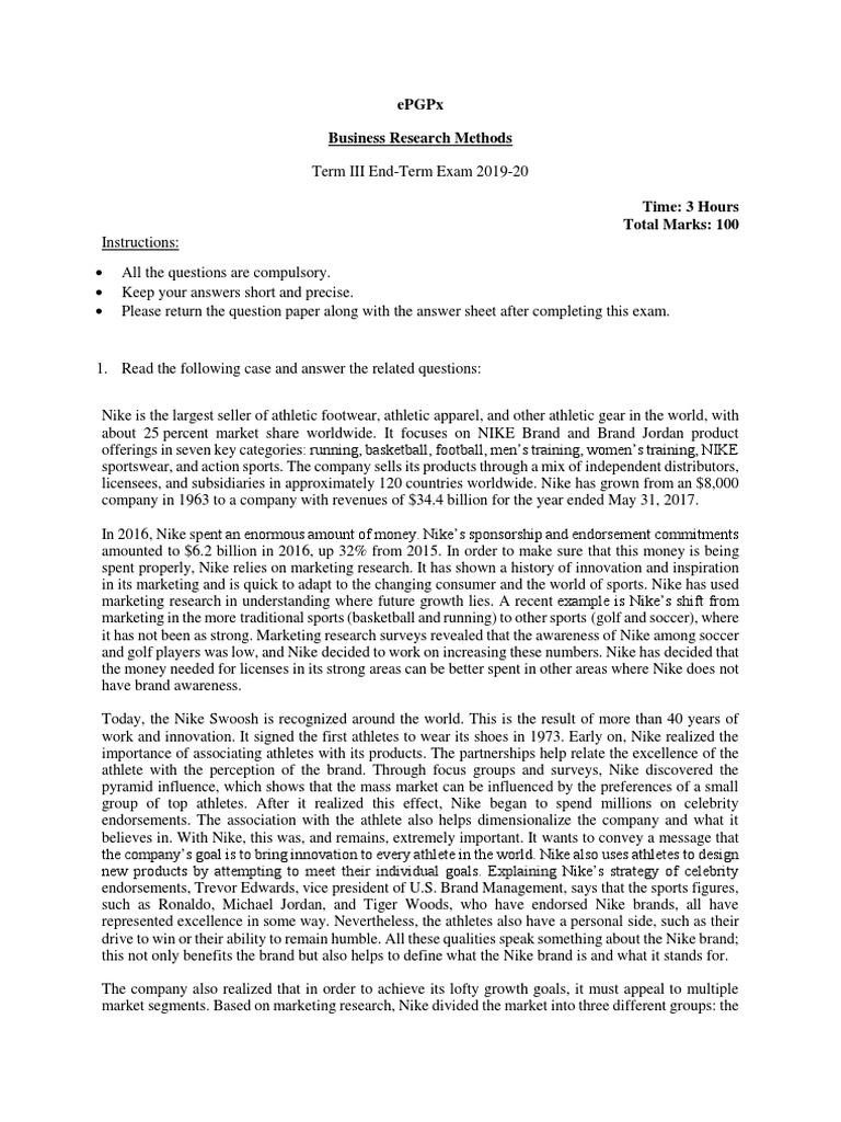 BRM End Term | PDF | Nike | Marketing Research