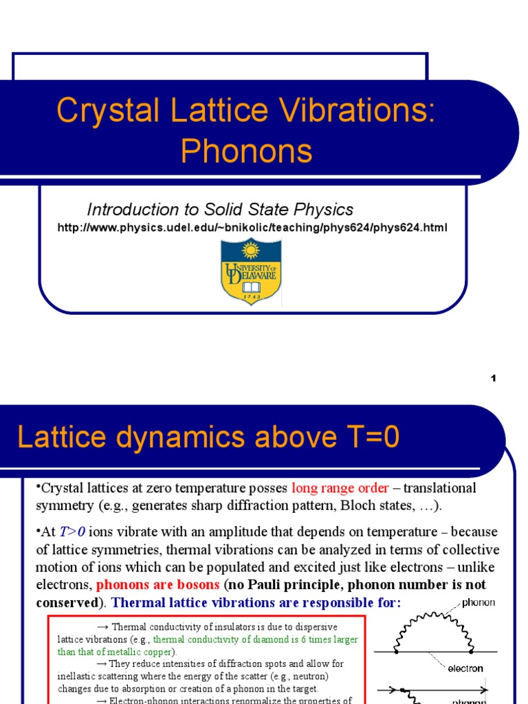 Crystal Lattice Vibrations: Phonons: Introduction To Solid State Physics | PDF | Phonon | Physics