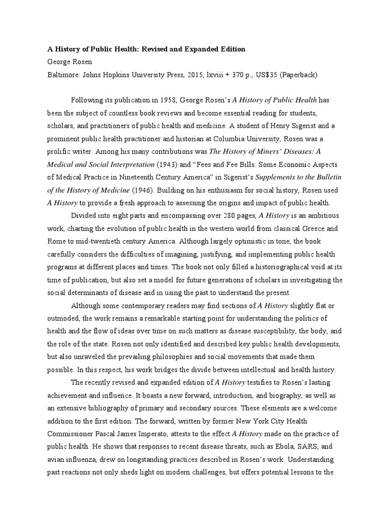 A History of Public Health: Revised and Expanded Edition | PDF ...