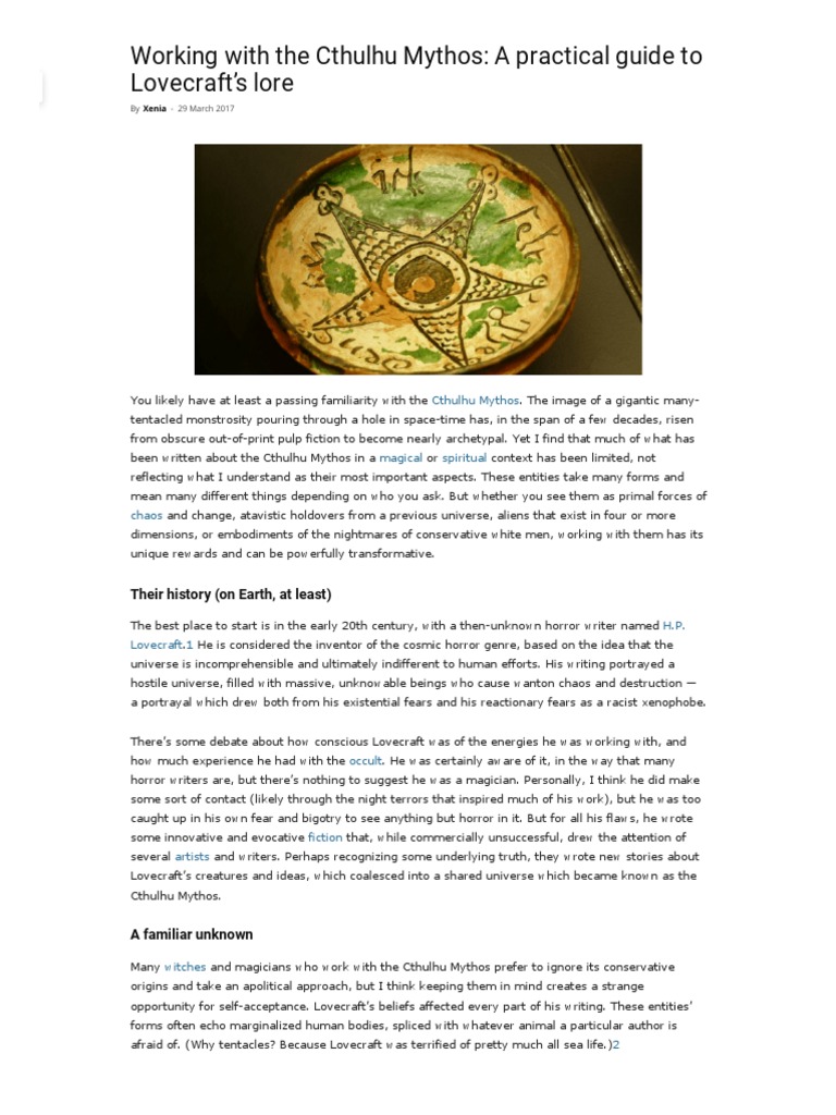 Working With The Cthulhu Mythos - A Practical Guide To Lovecraft's Lore ...