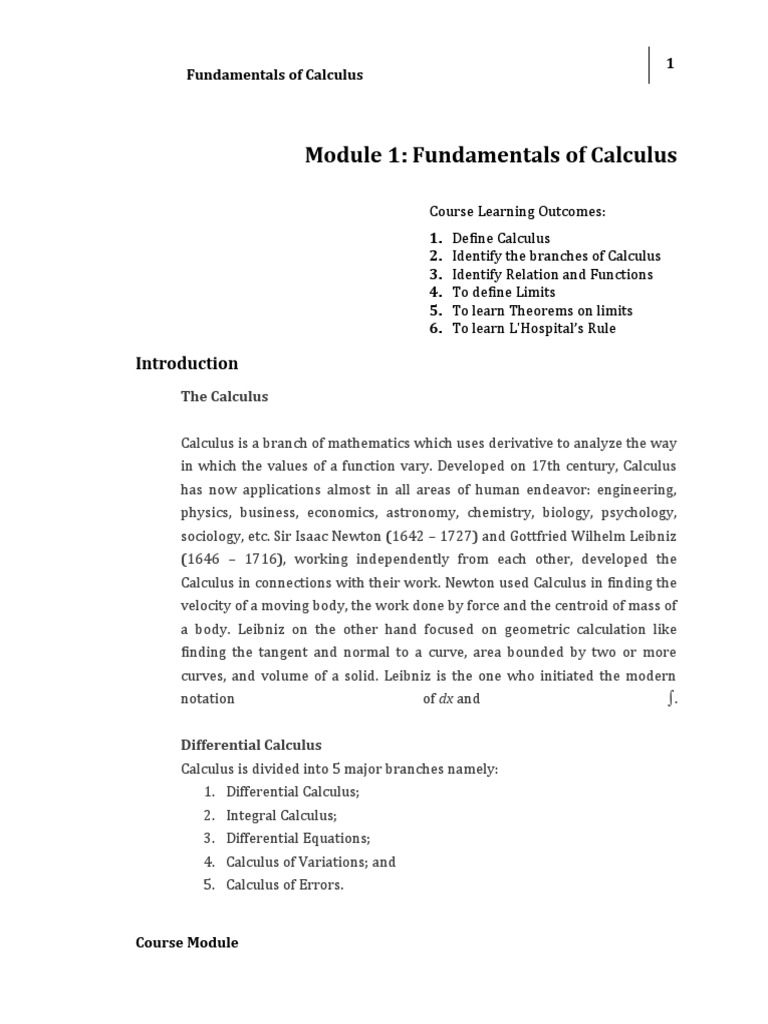 Fundamentals of Calculus 1 | PDF | Calculus | Derivative