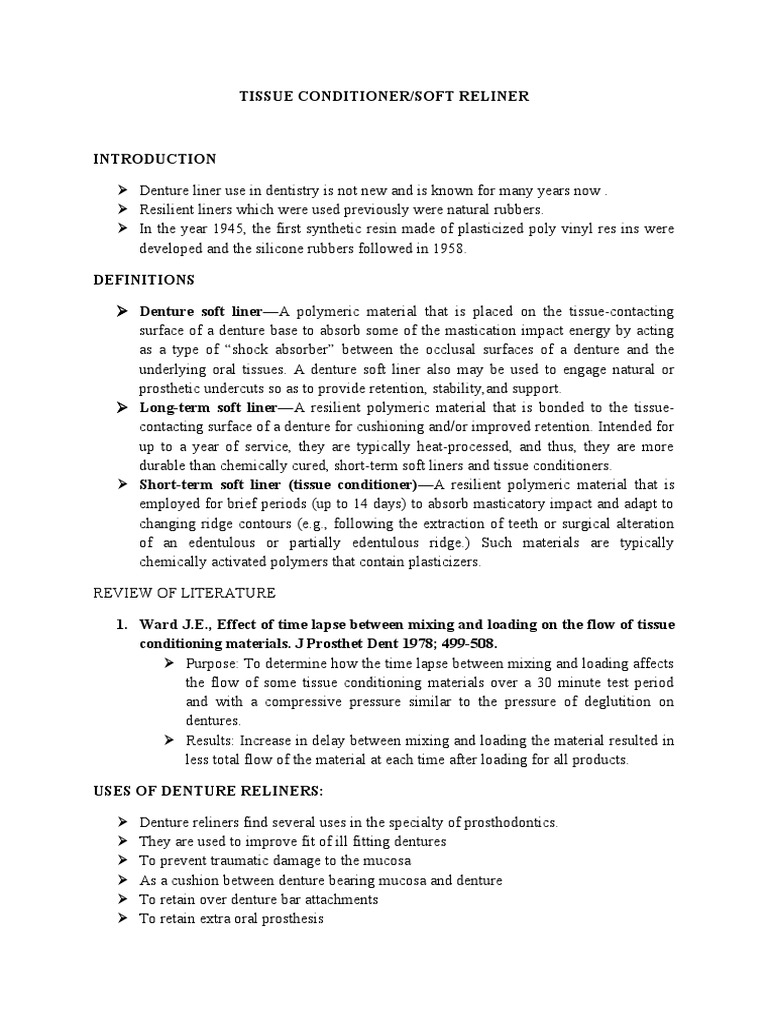 Tissue Conditioner | Download Free PDF | Dentures | Polymers