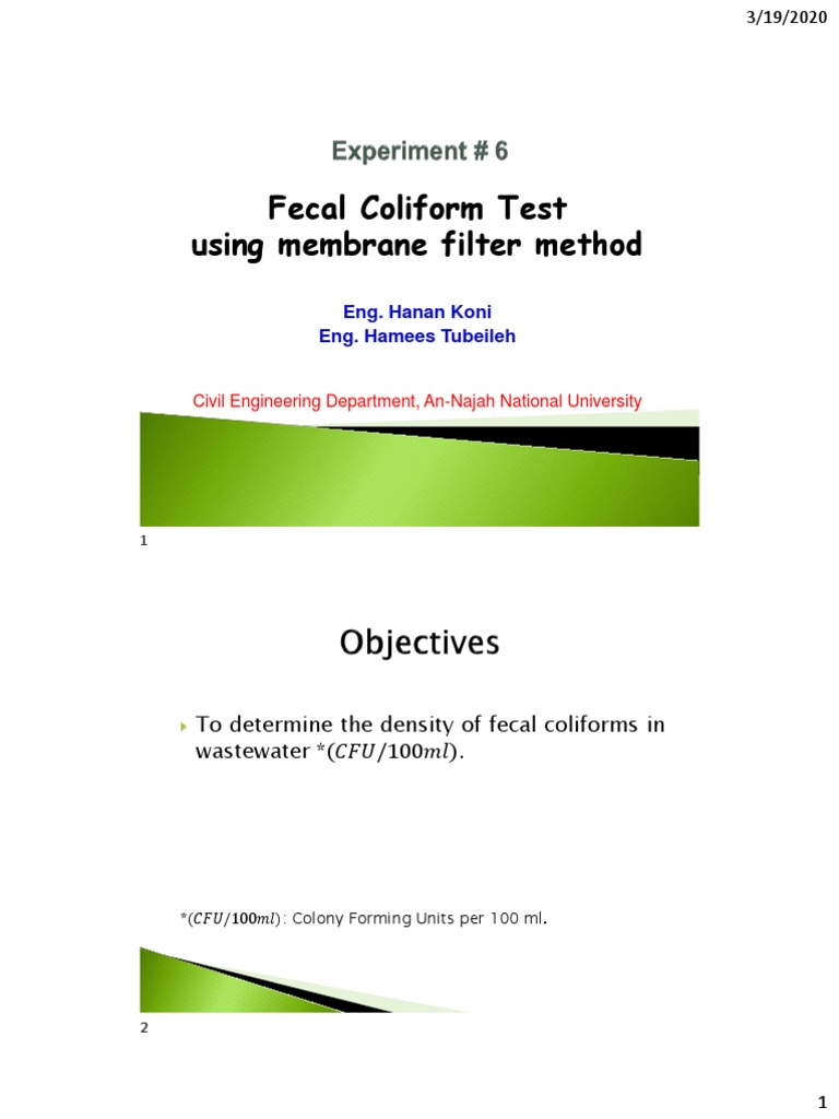 Fecal Coliform Testing in Wastewater | PDF | Public Health | Water ...