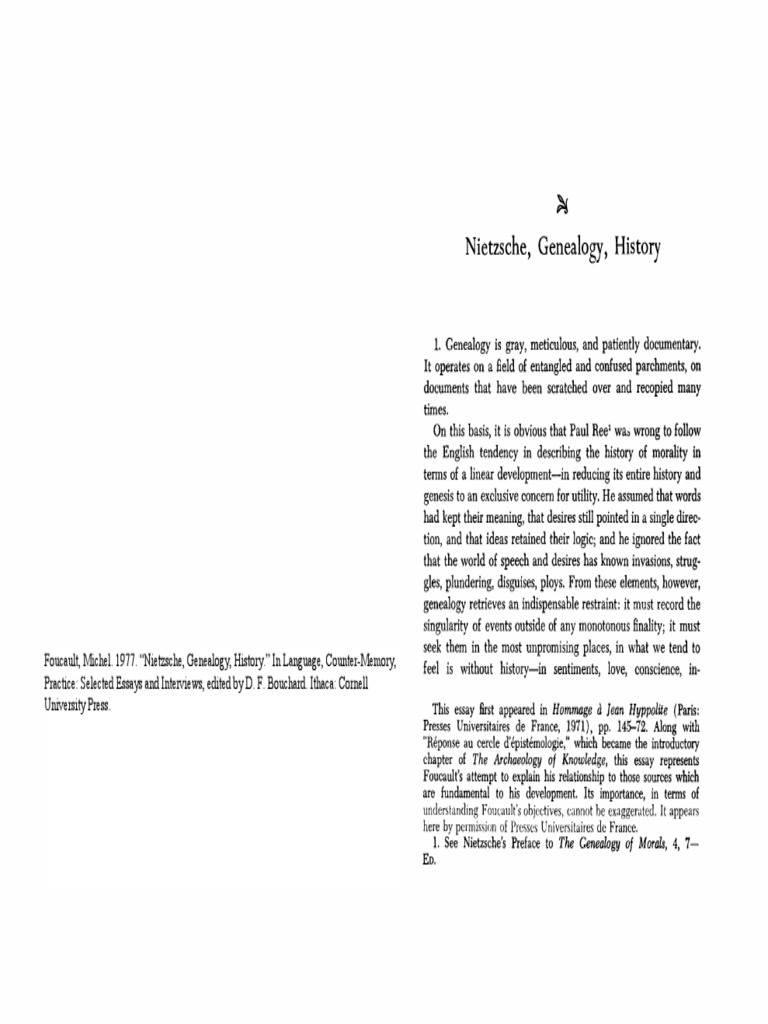 Foucault, Michel - Nietzsche, Genealogy and History (1971) PDF | PDF