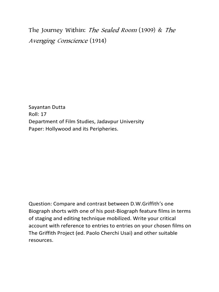 The Journey Within: The Sealed Room (1909) & The Avenging Conscience ...