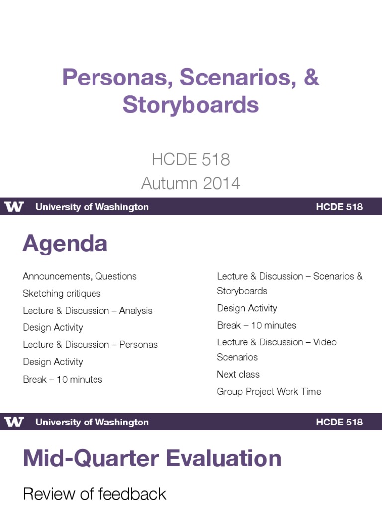 Personas, Scenarios, & Storyboards: HCDE 518 Autumn 2014 | PDF ...