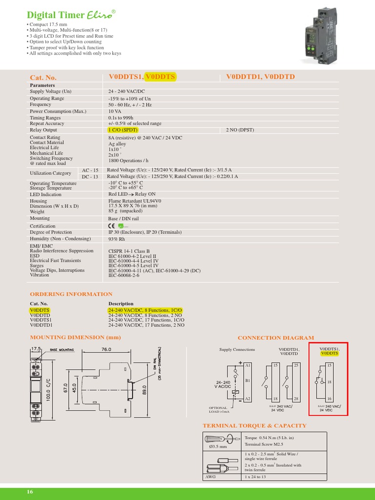 Digital Timer: V0Ddts1, V0Ddts V0Ddtd1, V0Ddtd Cat. No | PDF | Relay ...