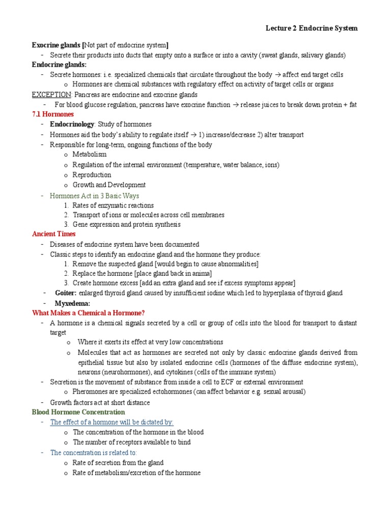 Lecture 2 The Endocrine System | Download Free PDF | Hormone ...