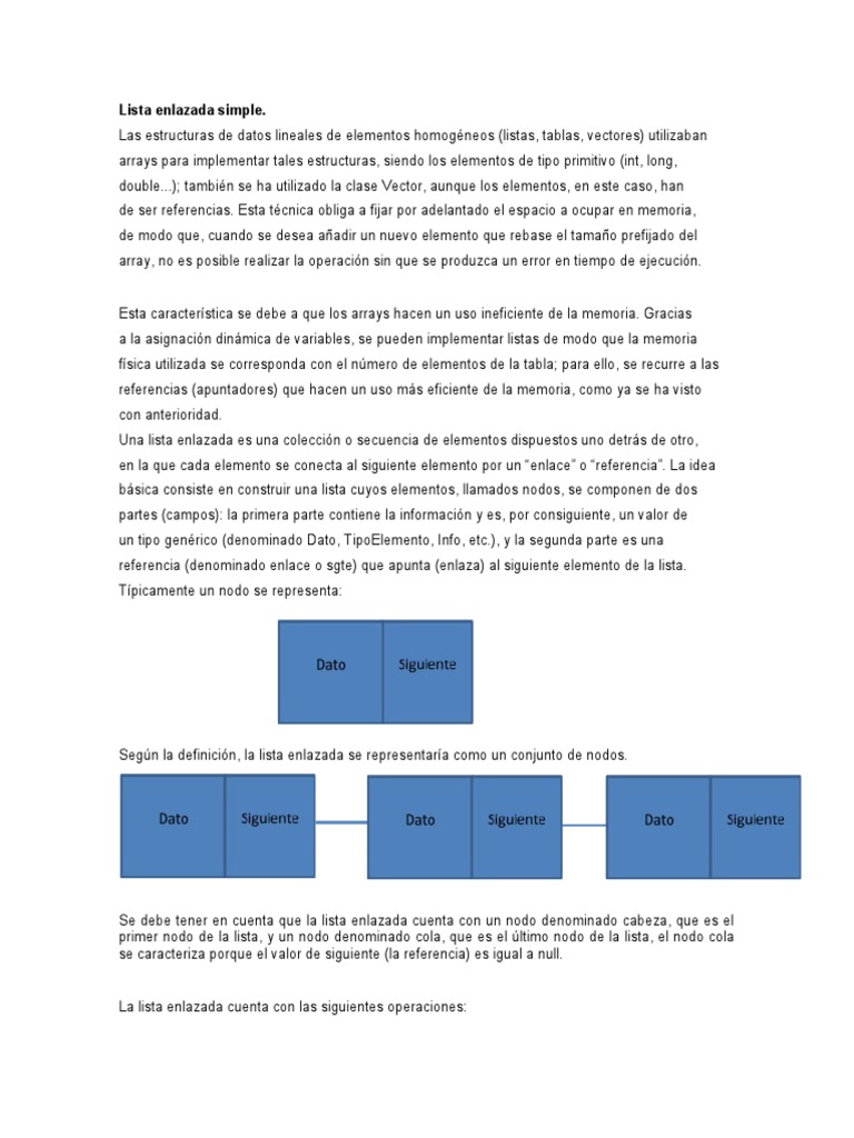 11 Estructuras De Datos Lista Enlazada Simple Pdf Estructura De