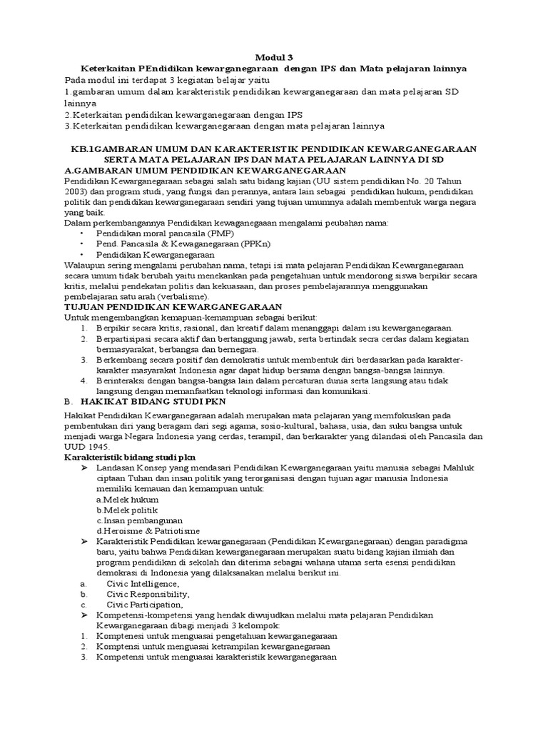 Keterkaitan PKN dan IPS di SD | PDF | Sains & Matematika