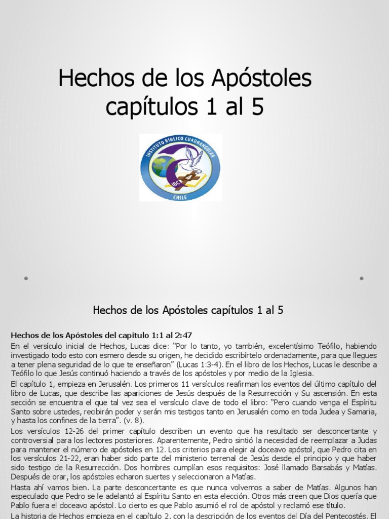 Hechos de Los Apóstoles Capítulos 1 Al 5 | PDF | San Pedro | Jesús