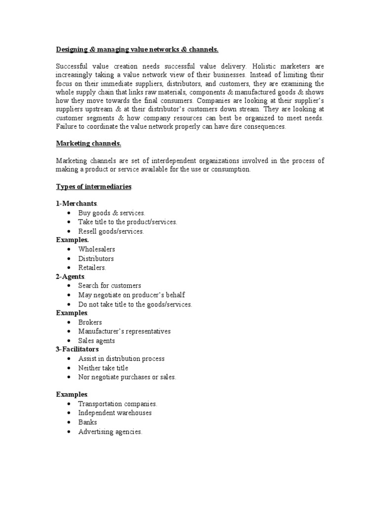 25 - Marketing Channels - Value Networks. | PDF | Business Process ...