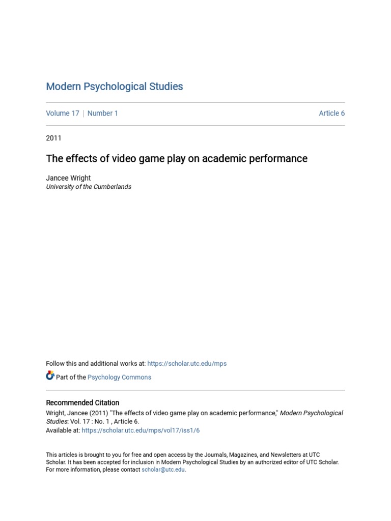 Video Games' Impact on Academic Performance | PDF | Video Games ...
