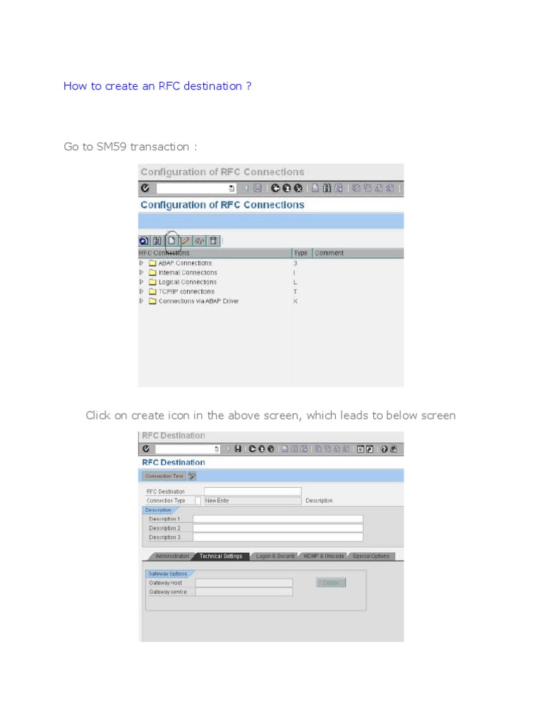 How To Create An RFC Destination | PDF