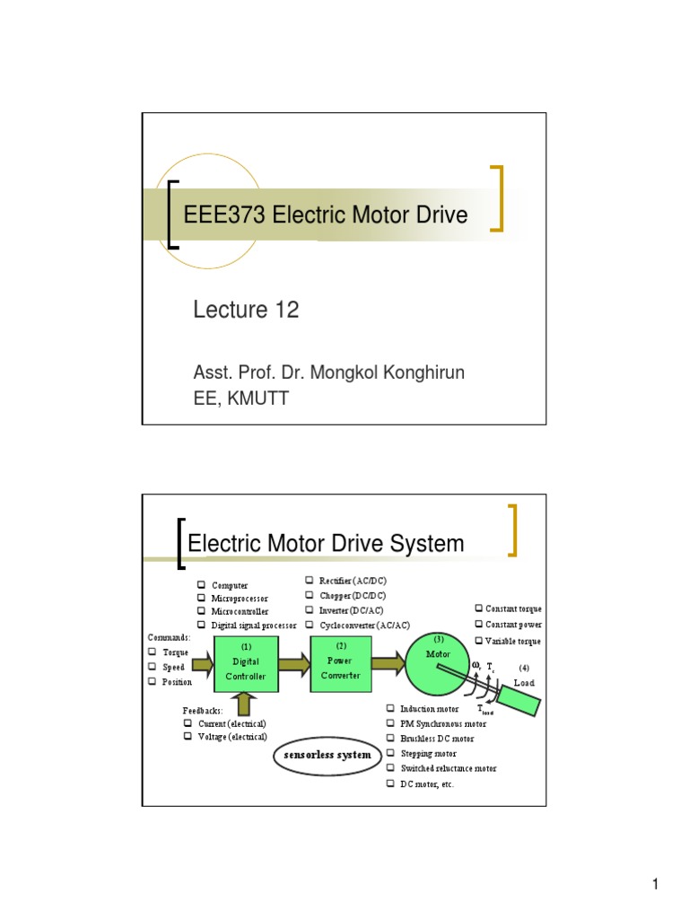 Electric Motor Drive Systems: Applications of Sensorless/Sensored ...