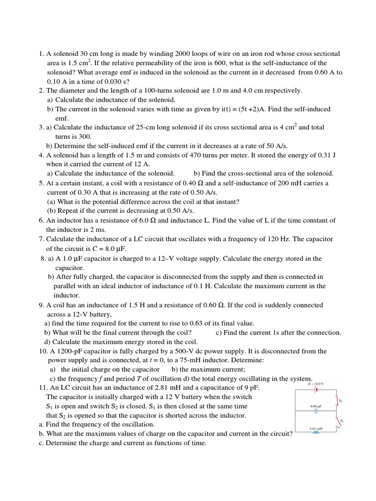 Self Induction Problem | PDF | Inductor | Inductance