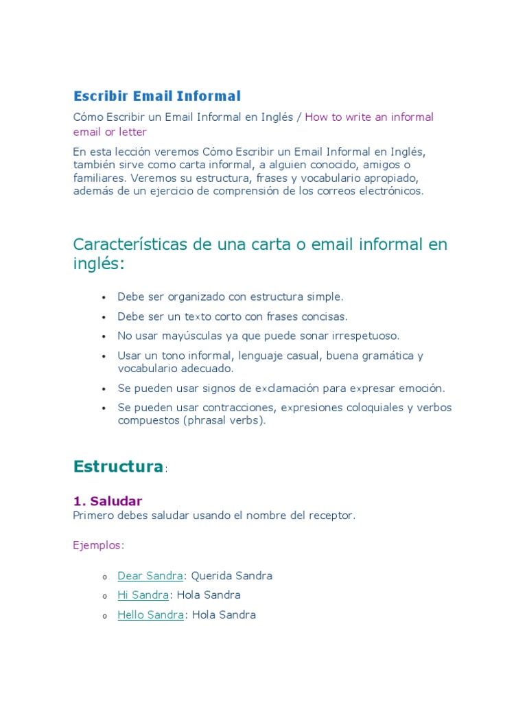 Cómo Escribir un Email Informal | PDF | Idiomas