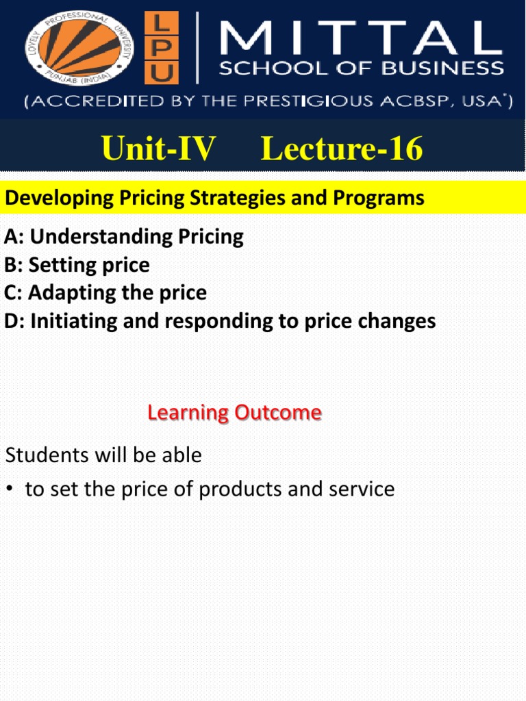 L16 Developing Pricing Strategies and Programs | Download Free PDF | Pricing | Prices