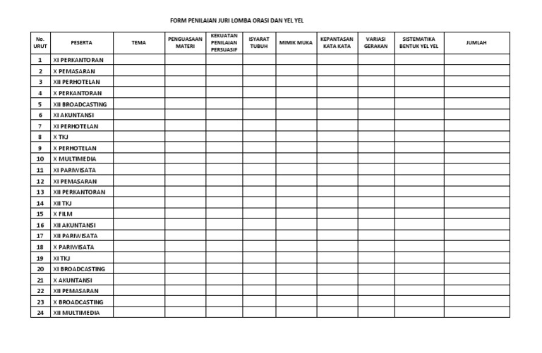 Form Juri Orasi | PDF